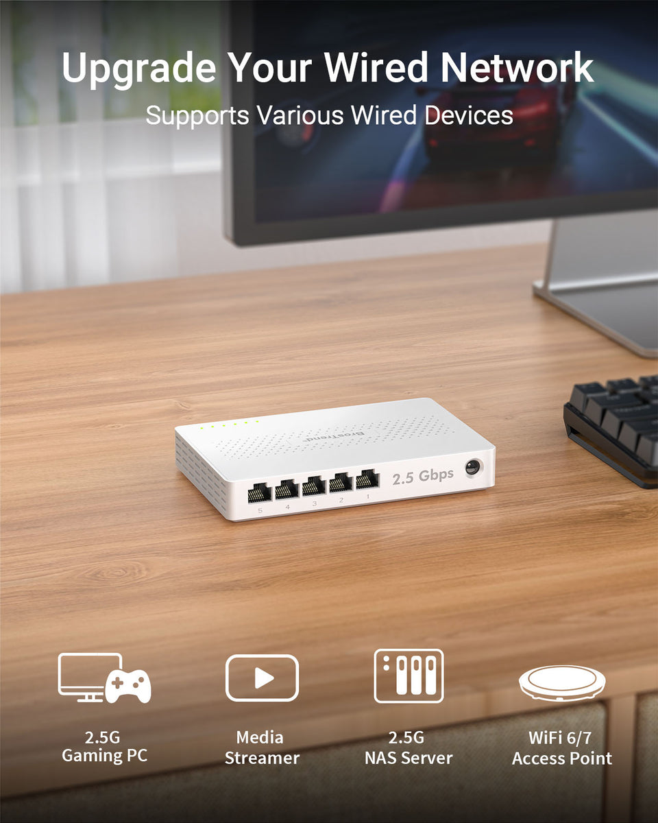 BrosTrend 5 Port 2.5GB Ethernet Switch, Cost-Effective Network Upgrade ...